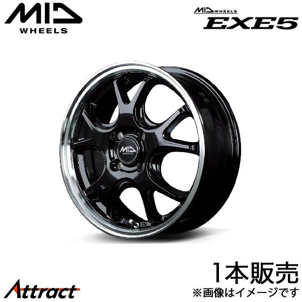 メーカー：MIDブランド：EXE5カラー：グロッシーブラック/リムポリッシュ本数：1本サイズ(inch)：15リム幅(inch)：5.5フランジ形状：Jボルト穴数：4P.C.D(mm)：100インセット(mm)：43ハブ高(mm)：-35ハ...