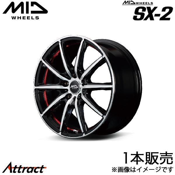 メーカー：MIDブランド：SX-2カラー：ブラックポリッシュ+アンダーカットレッドクリア本数：1本サイズ(inch)：15リム幅(inch)：4.5フランジ形状：Jボルト穴数：4P.C.D(mm)：100インセット(mm)：45ハブ高(mm...