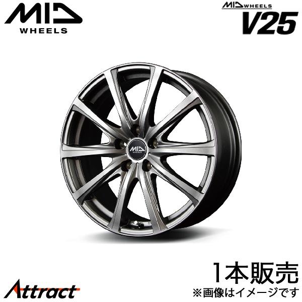 メーカー：MIDブランド：V25カラー：メタリックグレー本数：1本サイズ(inch)：16リム幅(inch)：6.5フランジ形状：Jボルト穴数：5P.C.D(mm)：114.3インセット(mm)：38ハブ高(mm)：-54ハブ径(φ)：73...