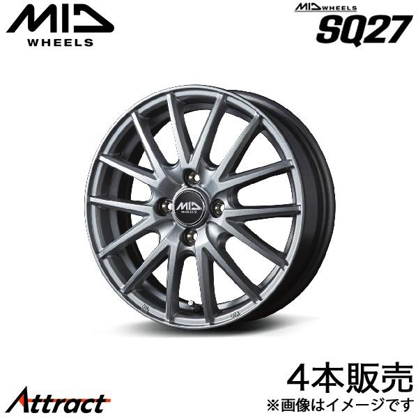 メーカー：MIDブランド：SQ27カラー：メタリックシルバー本数：4本サイズ(inch)：15リム幅(inch)：5.5フランジ形状：Jボルト穴数：4P.C.D(mm)：100インセット(mm)：43ハブ高(mm)：-42ハブ径(φ)：67...
