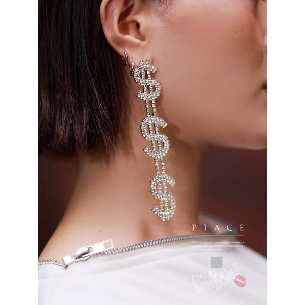 ◆Information◆☆キラキラ輝くラインストーンがゴージャス感たっぷりなピアスは、ステージでも目立てる映えアイテムに。☆大人なアメリカンスタイルになれるドルマークピアスは、ラインストーンがちょっぴり大人感漂うダンスアクセ。☆揺れる度に...
