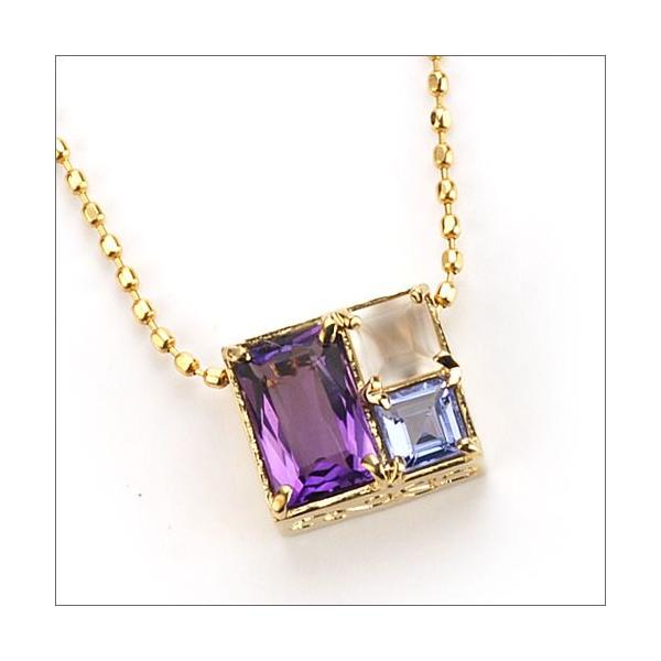 [本体仕様]K18イエローゴールド（サンプル＝本体）アメシスト　オクタゴン(約)6x4mmx1タンザナイト　スクエア(約)3mmx1ムーンストーン スクエア(約)3mmx1 [サイズ]高さ（約）：6.9mm幅（約）：8.1mm厚（約）：4....