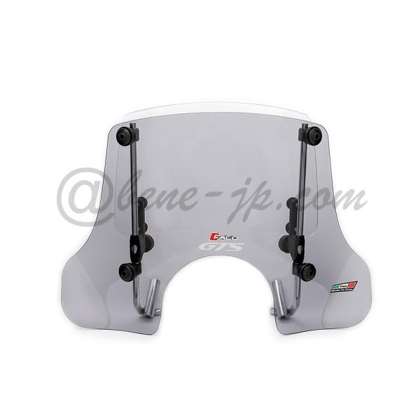 FACO製　ツインスクリーンVespa GTS用Vespa GTS125-250-300フライスクリーンの部分が2枚になっていまして、1枚の方がスライドして高さが変わる仕組みになっています。下部は、スモーク、上部はクリア仕様。輸入品に付き、...