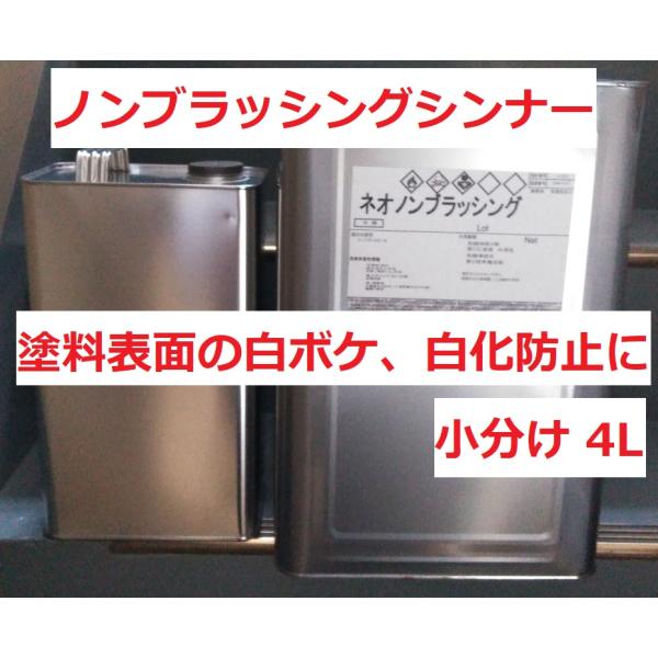 ノンブラッシングシンナー 16Lから4L缶に小分けします。塗料の乾燥を遅らせ、白化を防止する為に使います。ラッカーにもウレタンにも使えます。希釈シンナーの多くても5％までの割合で混入してよくかくはんして下さい。 リターダーシンナーとは同種の...