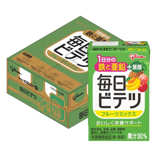 江崎グリコ 毎日ビテツ フルーツミックス 15本入 栄養機能食品