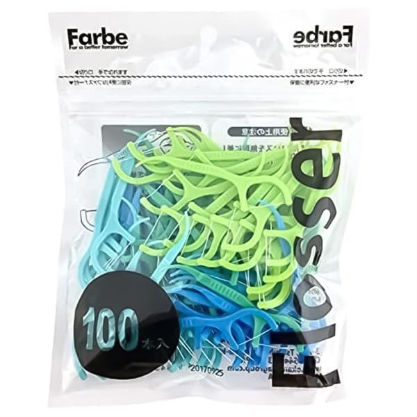 オカムラ デンタルフロス Farbe Flosser ファルベフロッサー ブルー 1袋 100本入