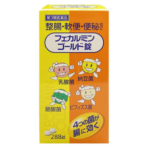 腸内細菌叢のバランスが崩れると、 臭いオナラが出る、軟便、下痢、便秘といった 便通異常を起こしやすくなります。 フェカルミンゴールド錠は腸の異なったエリアで働く4種類の菌を配合し、腸全体に働きます。 悪玉菌の増殖を抑え、腸内細菌叢のバランス...