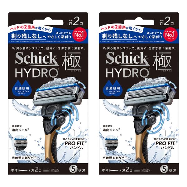 Schick シック ハイドロ極 普通肌 ホルダー 本体+替刃2コ入 剃刀