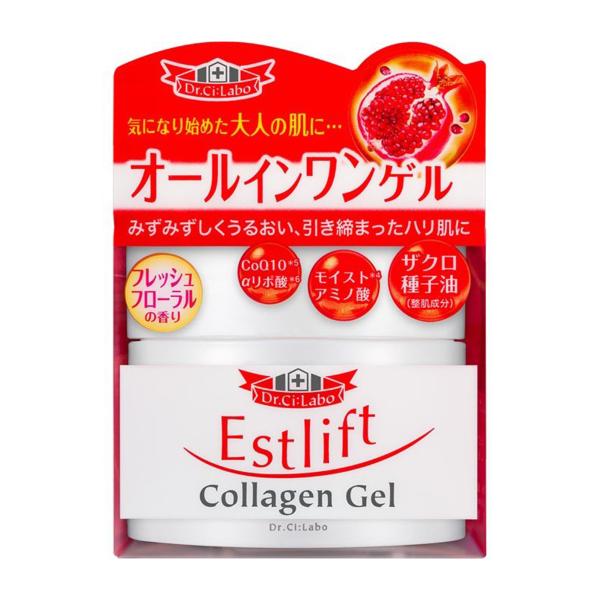 特徴： ●30代から急増する“ゆるみ肌(ハリのない肌)”にアプローチする「エストリフトシリーズ」登場！ ●これ１つで５つの役割！オールインワンゲルです。（化粧水・乳液・美容液・クリーム・化粧下地） ●べたつかずにみずみずしくうるおい、引き締...
