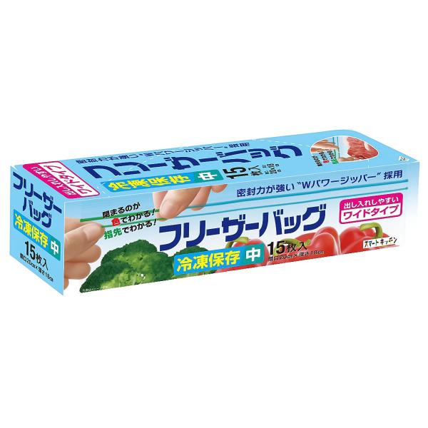 特徴 ●密封力が強い&amp;quot;Ｗパワージッパー”採用 ●フリーザーバッグのＭサイズ。厚さは０．０６ｍｍ。ワイドタイプ。 ●閉まると色が変わるジッパー 成分 原料樹脂：ポリエステル、ポリウレタン