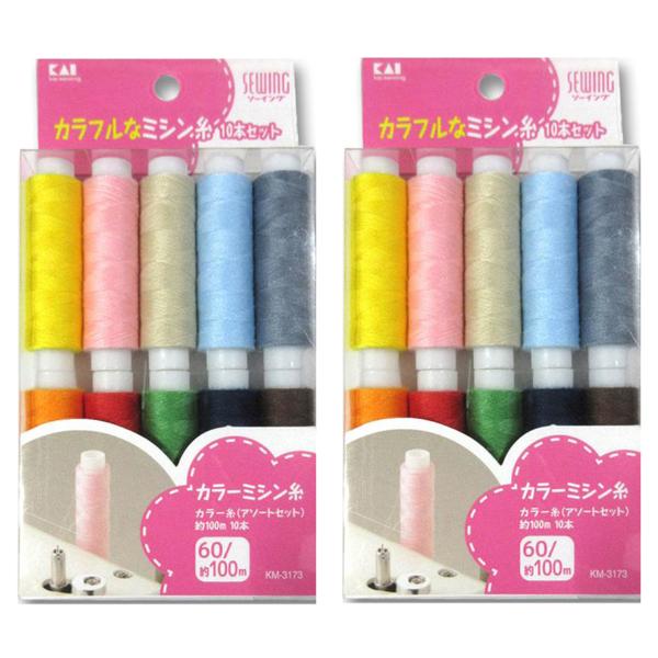 特徴： ●縫い上がりが美しく、ソフトで縫いやすい丈夫なミシン糸です。毛、ポリエステル、綿、ナイロンなどほとんどの布地にお使いいただけます。  サイズ：100m×10個  原材料：ポリエステル