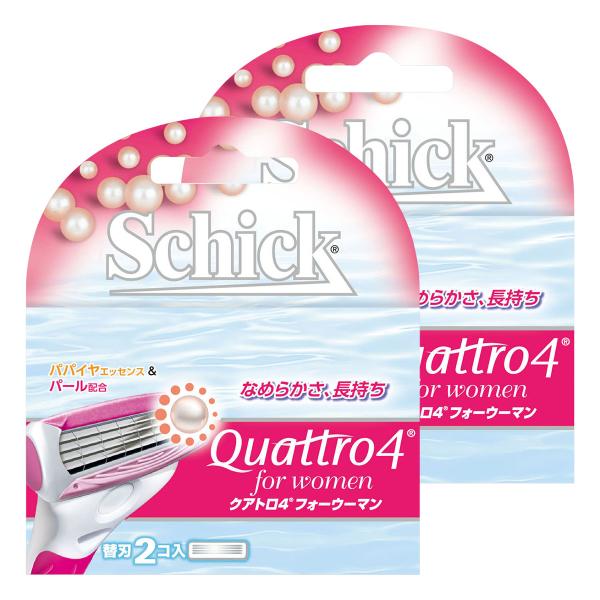 特徴 ●パール＆パパイヤエッセンス配合のスムーザーがスベスベお肌に仕上げます。 ●安全のセーフティーワイヤー付き！ ●剃り残しの心配なしの4枚刃です。  使用方法 ●替刃交換時にケガをしないようご注意ください。 (1)使用済み替刃をケースの...