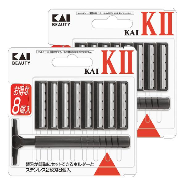 貝印 KAI-K2 替刃8個付 T字カミソリ 剃刀 ひげ剃り