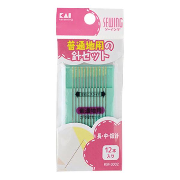 特徴： ●木綿、麻、ウールなどの普通地用縫い針の短、中、長針の各4本計12本のセットです。 ●ケースに入っているので、携帯用にも便利。 ●一般的な布に対応しているので、ちょっとほつれた時や、ボタン付けなどにお使いいただけます。  仕様： (...
