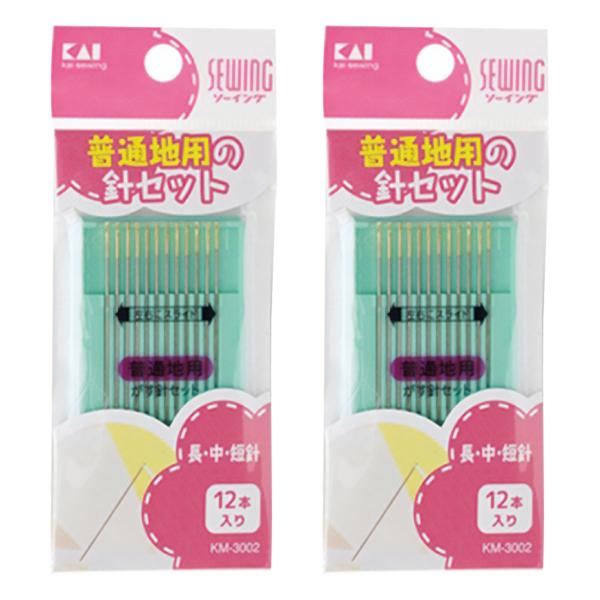 特徴： ●木綿、麻、ウールなどの普通地用縫い針の短、中、長針の各4本計12本のセットです。 ●ケースに入っているので、携帯用にも便利。 ●一般的な布に対応しているので、ちょっとほつれた時や、ボタン付けなどにお使いいただけます。  仕様： (...