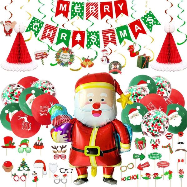 クリスマスパーティーを盛り上げる♪豪華なバルーン&amp;ガーランドセットです。サンタさんの大きな風船やたくさんの風船を飾って素敵な空間を演出できます。ホームパーティーや店舗装飾をして大いに盛り上がりましょう！【 セット内容 】サンタさんの...