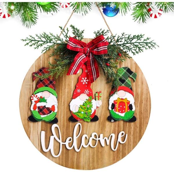 木製 クリスマスリース 30cm クリスマス飾りドア 玄関リース Welcome プレート ドア飾り リース サンタクリスマス花輪 ガーランド 壁掛け インテリア 喫茶店 店舗 ウェルカム ボード 玄関 飾りクリスマス雑貨 吊り下げ 装飾品...