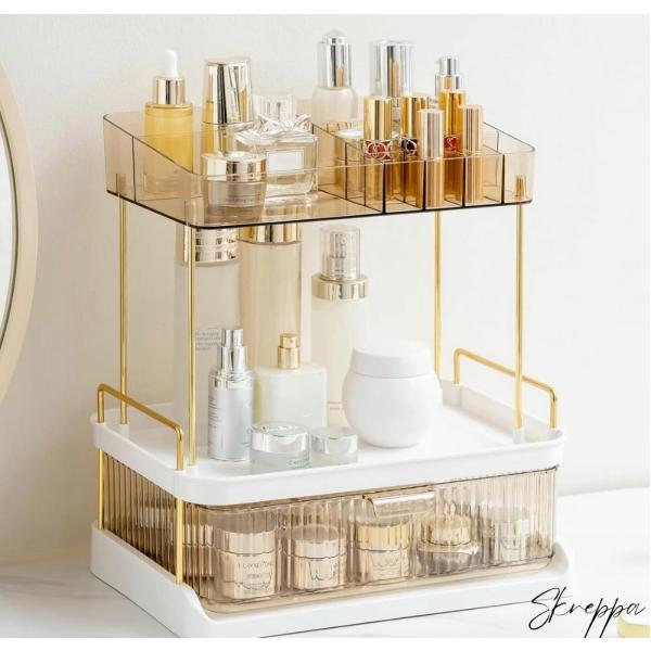 ●商品ポイント 【大容量ビューティーボックス】コスメボックスは引き出し、トレイ、仕切りロッカーから構成されています。上部のトレイは香水ケースやリップスタンドなどに使えます、下段の引き出しにアイブローペンシル、化粧ウェットティッシュなどを収納...