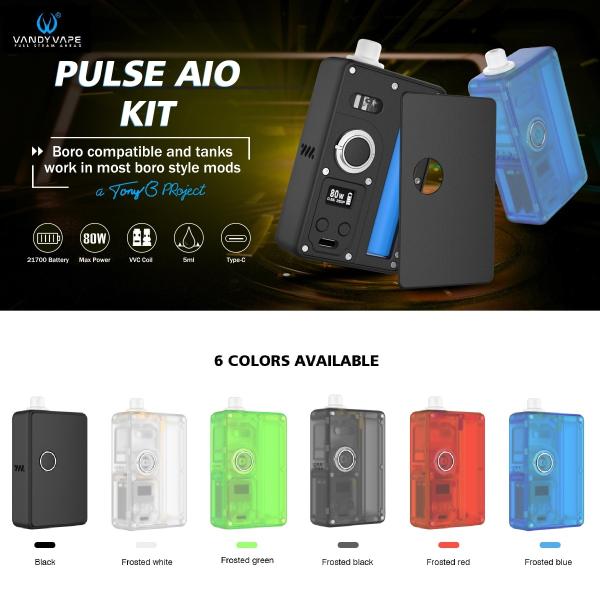 Vandy Vapeのオールインワンキットです。交換用コイルでクリアロ感覚として、ご自身でビルドしてRTA感覚でも使用可能です。3種のバッテリーサイズに対応します。【仕様】・寸法：97.5×28.2×55.6mm・出力：5〜80W・対応抵抗...
