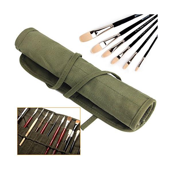 【ご購入後の当店からの連絡はご登録のメールアドレスに通知いたします。必ずご確認ください】【22 スロット大容量】サイズ：約40 x 33cm。ペンバッグには22個のスロットがあり、十分なブラシやメイクブラシやペンを収納でき、ブラシをより整頓...