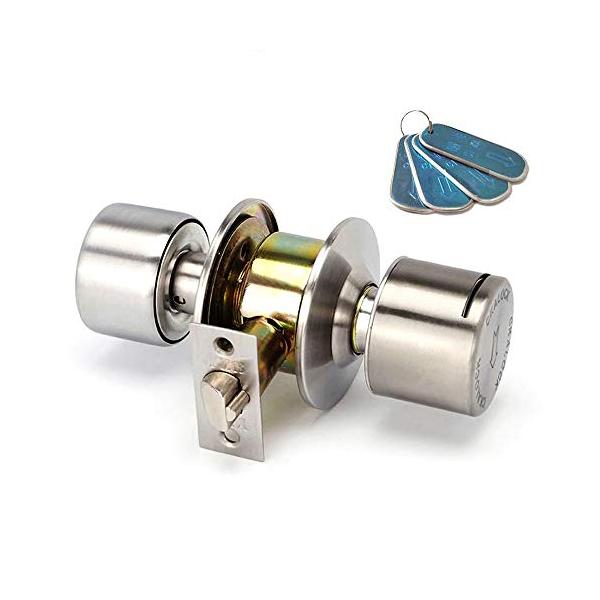 【ご購入後の当店からの連絡はご登録のメールアドレスに通知いたします。必ずご確認ください】堅塁金物 ドアノブ 円筒錠 レバー 鍵付き ホテルの部屋のドア専用 (銀)