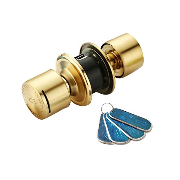 【ご購入後の当店からの連絡はご登録のメールアドレスに通知いたします。必ずご確認ください】堅塁金物 ドアノブ 円筒錠 レバー 鍵付き ホテルの部屋のドア専用 (金)