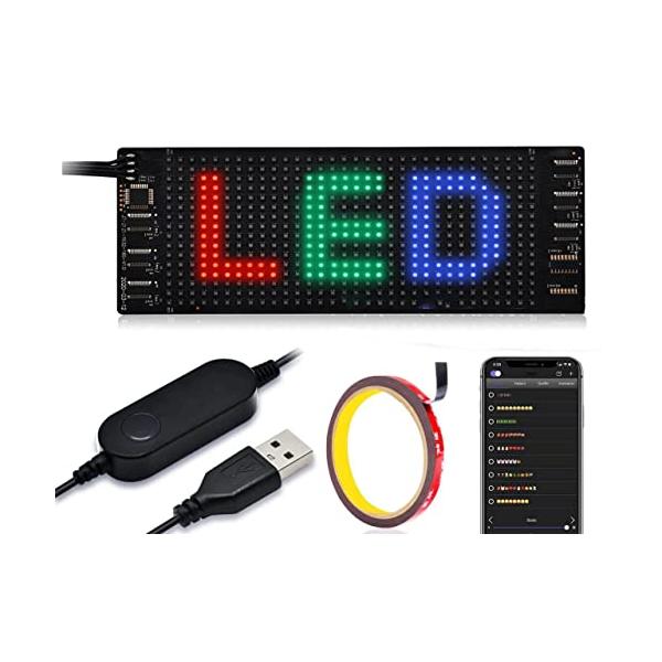 【ご購入後の当店からの連絡はご登録のメールアドレスに通知いたします。必ずご確認ください】スマートスクロールLEDサイン：車のインタラクティブ画面は、16X64ピクセルのフルカラーLED画面です。柔軟なボード設計で、自由に湾曲させることができ...