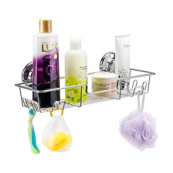 【ご購入後の当店からの連絡はご登録のメールアドレスに通知いたします。必ずご確認ください】【仕様】ラックサイズ：38*11*6cm；耐荷重：6kg；材質：304ステンレス； 重量：458g　素材：本体：304ステンレススチール；吸盤キャップと...