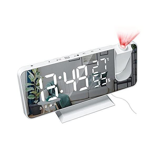 【ご購入後の当店からの連絡はご登録のメールアドレスに通知いたします。必ずご確認ください】【多機能】目覚まし時計だけでなく、温度計・湿度計・FMラジオ・ミラー・USBポートとしても使用可能の多機能時計です。室内の温度（°F /°C）・湿度（％...
