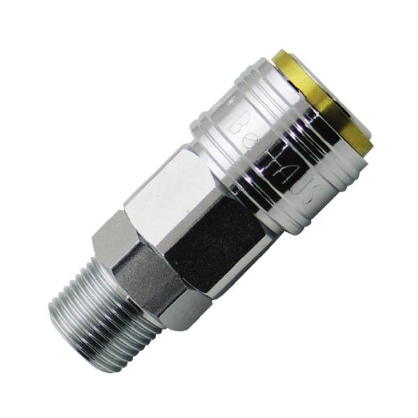 【ご購入後の当店からの連絡はご登録のメールアドレスに通知いたします。必ずご確認ください】ネジ径:R1/2質量:128g材質:鋼鉄(クロムメッキ)適用流体:空気最高使用圧力:1.0MPa(連続使用可能な許容最高圧力)