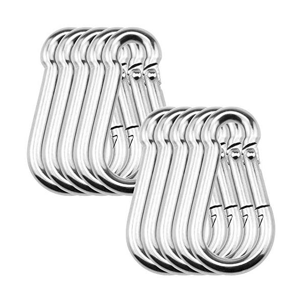 【ご購入後の当店からの連絡はご登録のメールアドレスに通知いたします。必ずご確認ください】ステンレス製でサビに強いです。スプリングフックゲートは、素早く接続するために簡単かつスムーズに開閉します。チェーン・ワイヤ・ロープなどの連結や、端末の金...