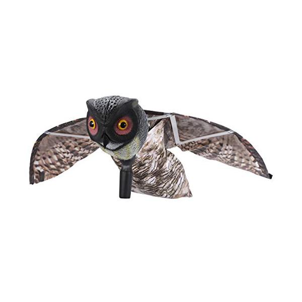 【ご購入後の当店からの連絡はご登録のメールアドレスに通知いたします。必ずご確認ください】リアルな原寸大の鳥型かかしです。約110cmの羽は、少しの風で揺れて、まるで生きているかのようにみせます。鳥よけの模造ふくろうです。　目玉は本物そっくり...