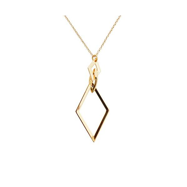 【ご購入後の当店からの連絡はご登録のメールアドレスに通知いたします。必ずご確認ください】サイズの違う菱形を 重ね合わせたロングネックレス ♪Color：GoldMaterial：16K gold-platedSize：チェーン長さ約70ｃｍ...