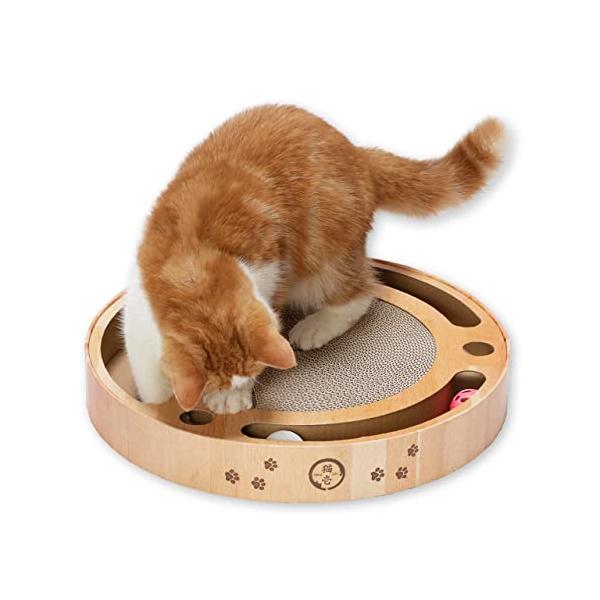 【ご購入後の当店からの連絡はご登録のメールアドレスに通知いたします。必ずご確認ください】【コロコロボールが猫ちゃんの狩猟本能を刺激します】まぁるいつめとぎをぐるりと囲む縁部分には２種類のコロコロボールが入っています。 白色の軽いボールとカラ...