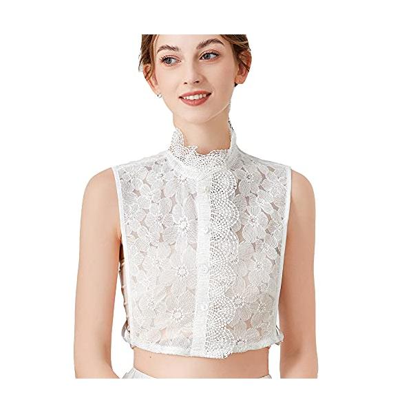 【ご購入後の当店からの連絡はご登録のメールアドレスに通知いたします。必ずご確認ください】【商品概要】サイズ：フリ-サイズ大人可愛いフラワーレース付け襟重ね着のもたつきがなくオシャレが楽しめます。セーター、ドレス、ユニフォーム、ジャケットなど...