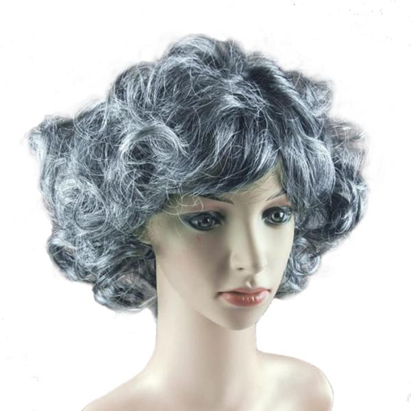 【ご購入後の当店からの連絡はご登録のメールアドレスに通知いたします。必ずご確認ください】【商品概要】ベートーベン風の白髪混じりのクルクルカールのフルウィッグです。こちらのミディアムショートヘア太カールウィッグは、高温ワイヤー（高温シルク）製...