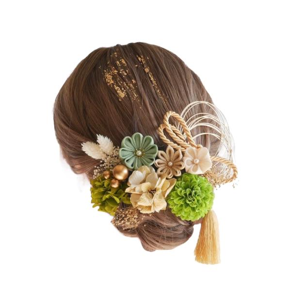 【ご購入後の当店からの連絡はご登録のメールアドレスに通知いたします。必ずご確認ください】【商品概要】大人気のダブルリボンの髪飾りにつまみ細工を入れた高級感のあるセットです。??パーツ詳細??つまみ細工3パーツ、ドライフラワー　6パーツ、アー...