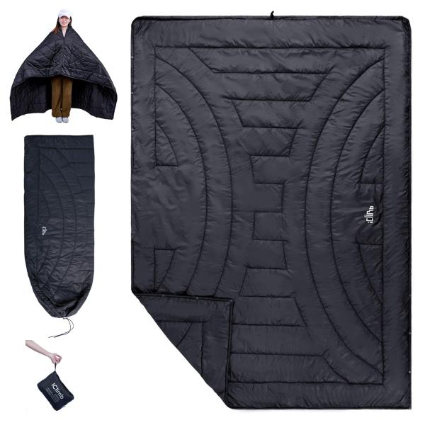 【ご購入後の当店からの連絡はご登録のメールアドレスに通知いたします。必ずご確認ください】【商品概要】【ブランケットの仕様】★超軽量、重量：約450g。色：ブラック。製品仕様：展開サイズ185X140cm、収納サイズ：26X19X8cm、超軽...