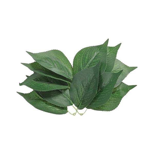 【ご購入後の当店からの連絡はご登録のメールアドレスに通知いたします。必ずご確認ください】【商品概要】素材: 絹布、プラスチック、カラー：緑、フェイクリーフのサイズ:8 x 28 cm(L*W)、パッキングリスト:40個 x 人工シルクリーフ...