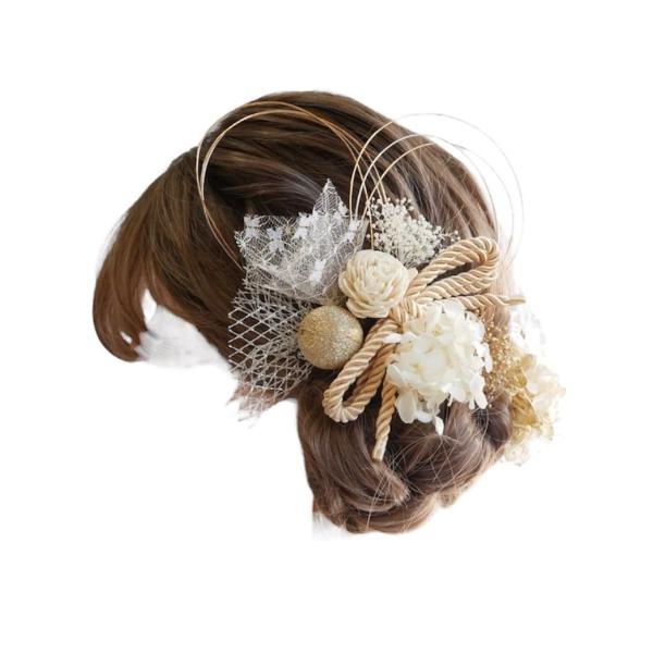 【ご購入後の当店からの連絡はご登録のメールアドレスに通知いたします。必ずご確認ください】【商品概要】3本の水引を動きのあるデザインでアレンジした髪飾りセット。 水引はお好きな形でピンで止めていただけます。??パーツ詳細?? ドライフラワー　...