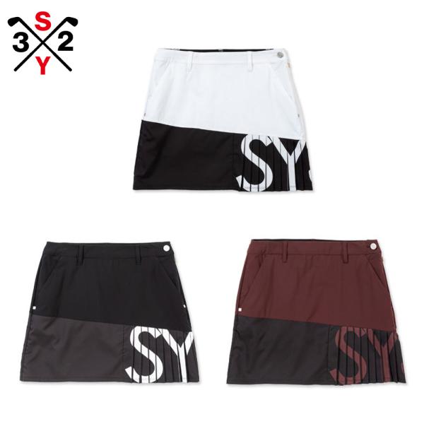 イタリアカルビコ社の機能素材「REVOLUTIONAL ZENIT」を使用したプリーツスカート。エレガントな見た目と機能性を兼ね備えたテクニカル素材。斜めにトリミングした切り替えにロゴプリントを載せたプリーツを採用した、スポーティーかつエレ...