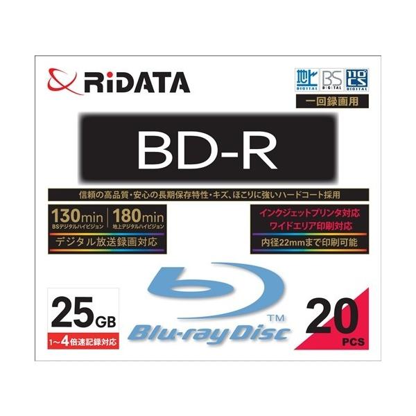 RiDATA　BDR130PW4X20PSCC　一回録画用BD-R　ワイドプリントレーベルディスク　1〜4倍速　25GB　20枚スリムケース 18