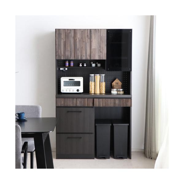 東馬(Tohma) RESE レセ 105KB Bタイプ キッチン収納 木目調 幅104.7×奥行45×高さ180cm ブラック 448