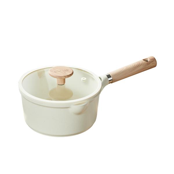 ベストコ CAROTE(カローテ) COSY-ICE 片手鍋 18cm ソ スパン IH ガス火対応 ガラス蓋付 アイボリ NM5010 446