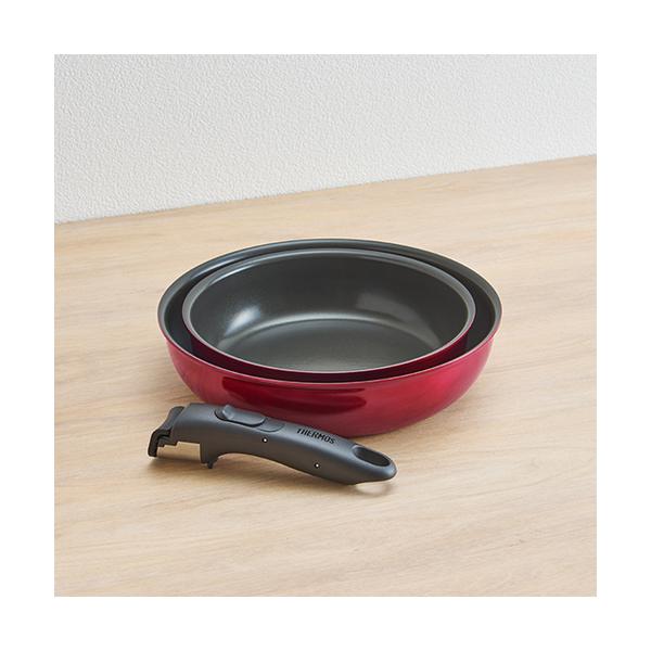 サーモス 取っ手のとれるフライパン３点セットDA KSD3ADR ディープレッド 446