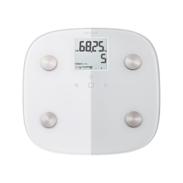エレコム HCS-FS010WH 体重計 体組成計 8項目測定 乗るだけ自動認識 ECLEAR ホワイト   46