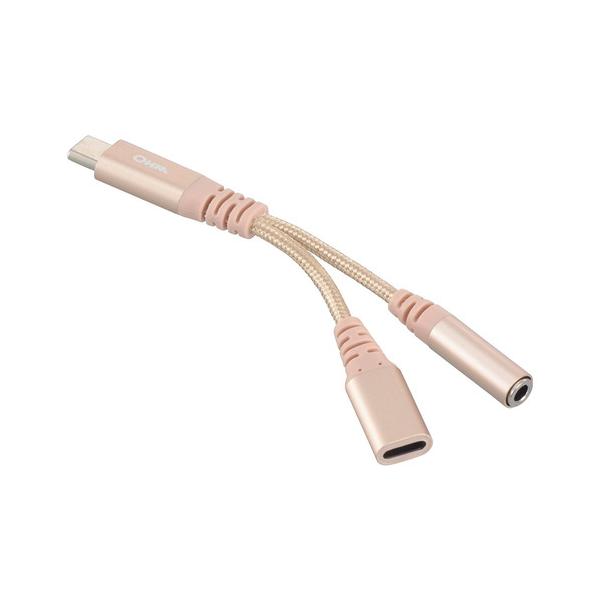 オーム電機 SMT-P7318-N USB Type-C-3.5mmジャック 変換 アダプター 充電対応   24