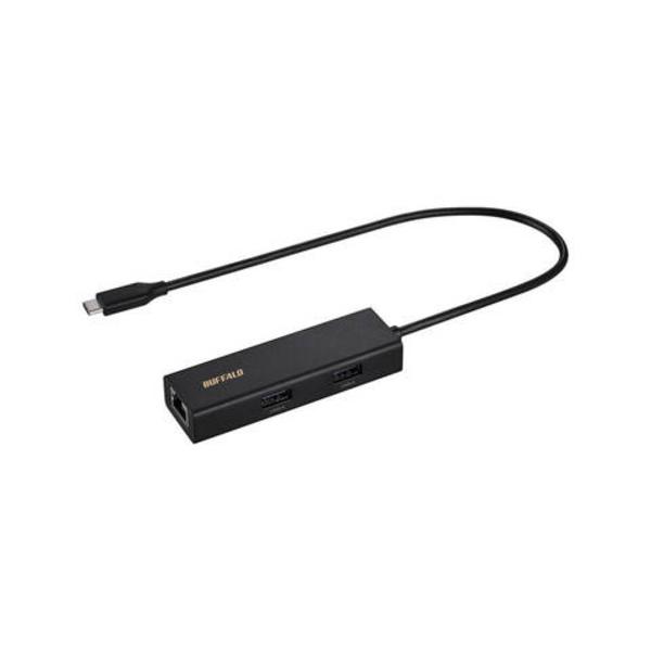 BUFFALO LUD-U3-CU101BK LAN変換アダプタ USB-C オス→メス LAN USB-Aｘ3 1Gbps対応 Mac・Win対応 ブラック 126