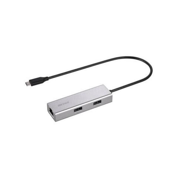 BUFFALO LUD-U3-CU101SV LAN変換アダプタ USB-C オス→メス LAN USB-Aｘ3 1Gbps対応 Mac・Win対応 シルバー 126