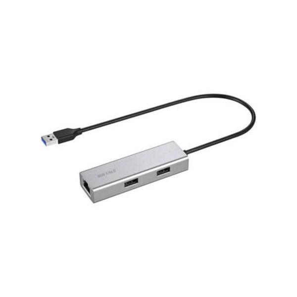 BUFFALO LUDU3AU101SV Giga対応 USBハブ付き LANアダプター USB Type-A接続  シルバー 126